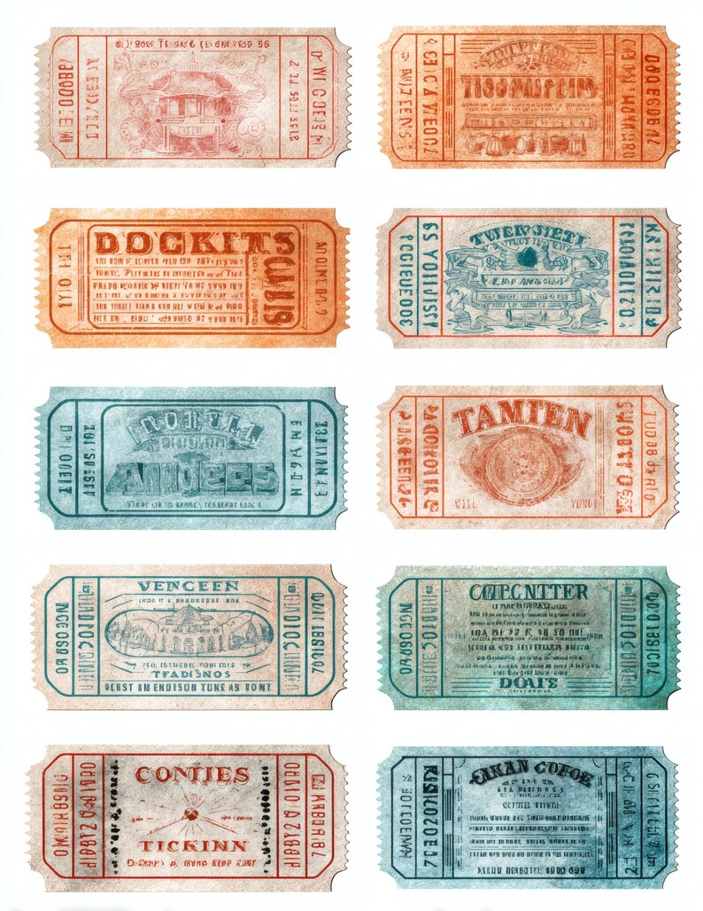 Amusement Park Food and Game Booth Tickets Ephemera, Retro Carnival ...