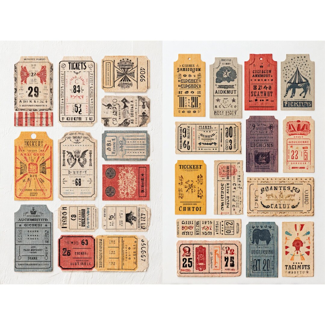 Printable Circus Ticket Collage Sheet Vintage Entry Passes Ephemera ...