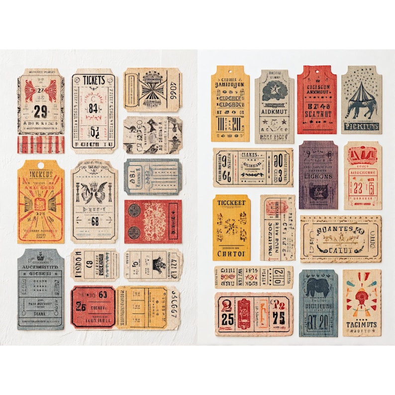 Printable Circus Ticket Collage Sheet Vintage Entry Passes Ephemera ...