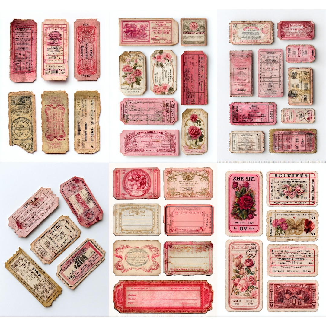 Vintage Valentine Ticket Stubs Printable, Romantic Coupon Style Tickets ...