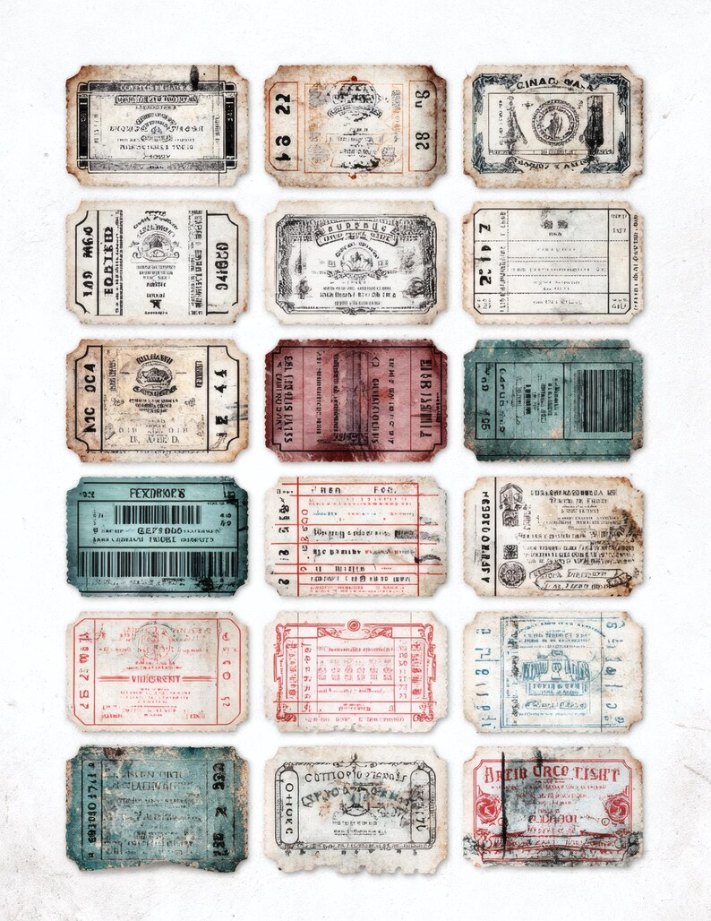 Circus Ticket Printable, Retro Admission Pass Collage Sheet, Junk ...