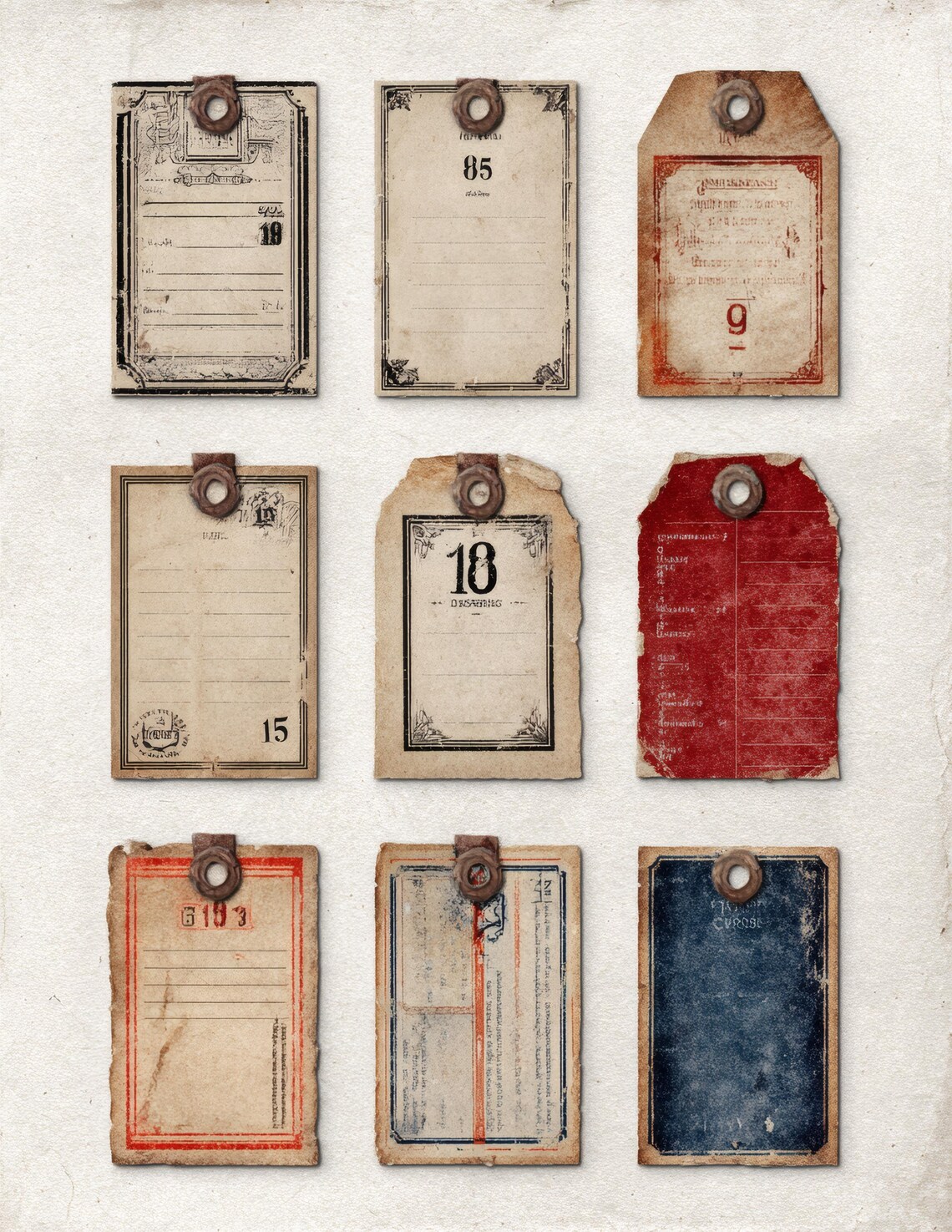 Printable Vintage Number Labels Ephemera, Junk Journal Tags and ...