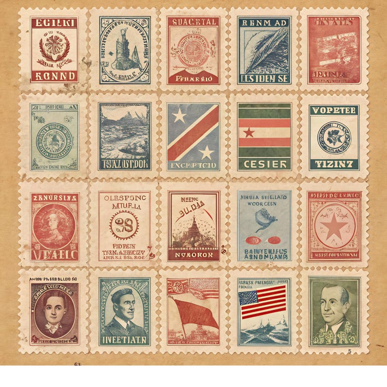Vintage Postal Stamps | 200+ Printable Postage Stamps | Junk Journal ...