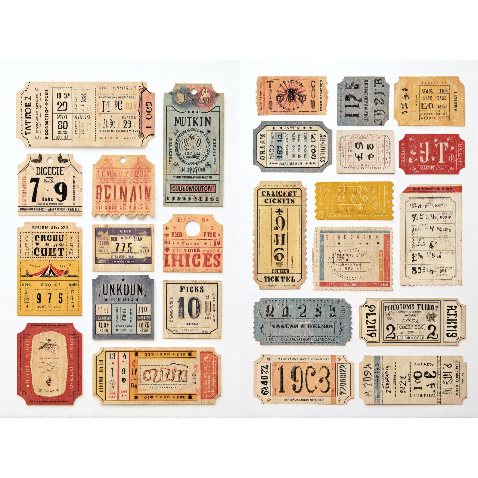 Printable Circus Ticket Collage Sheet Vintage Entry Passes Ephemera ...