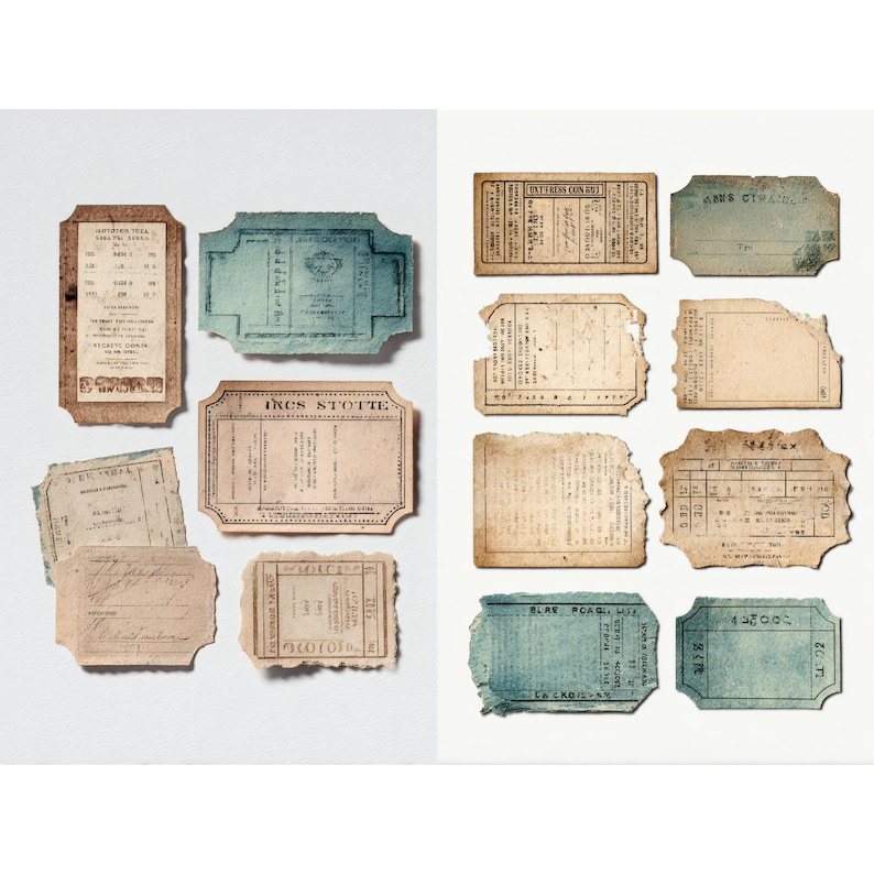 Vintage Train Ticket Stubs Printable Ephemera Set Brown Sepia Ivory ...