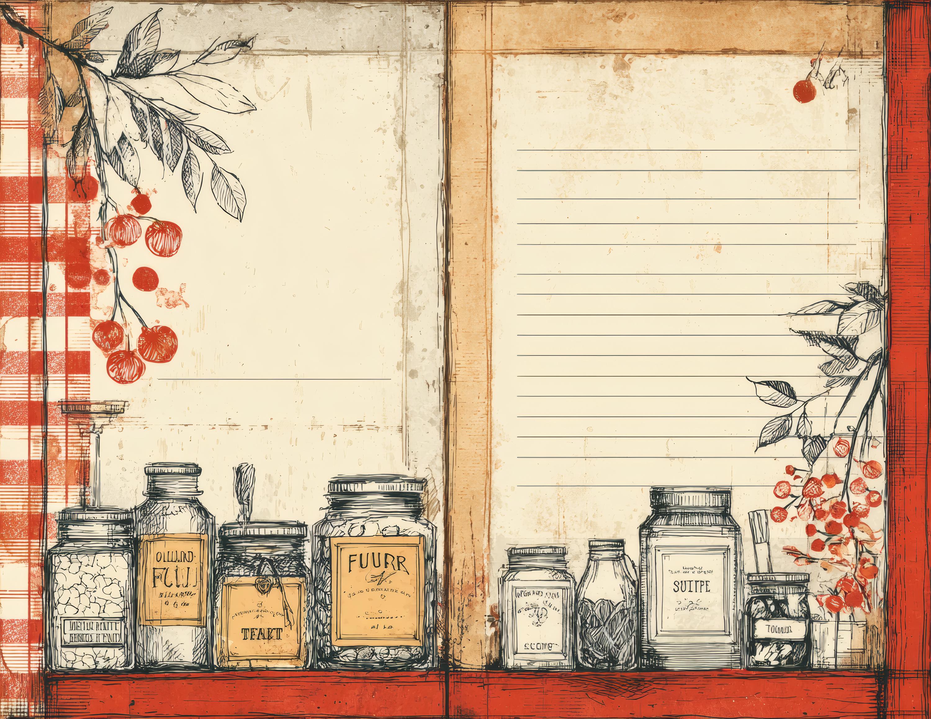 Rustic Pantry Junk Journal Page With Illustrated Labels Flour Sugar ...