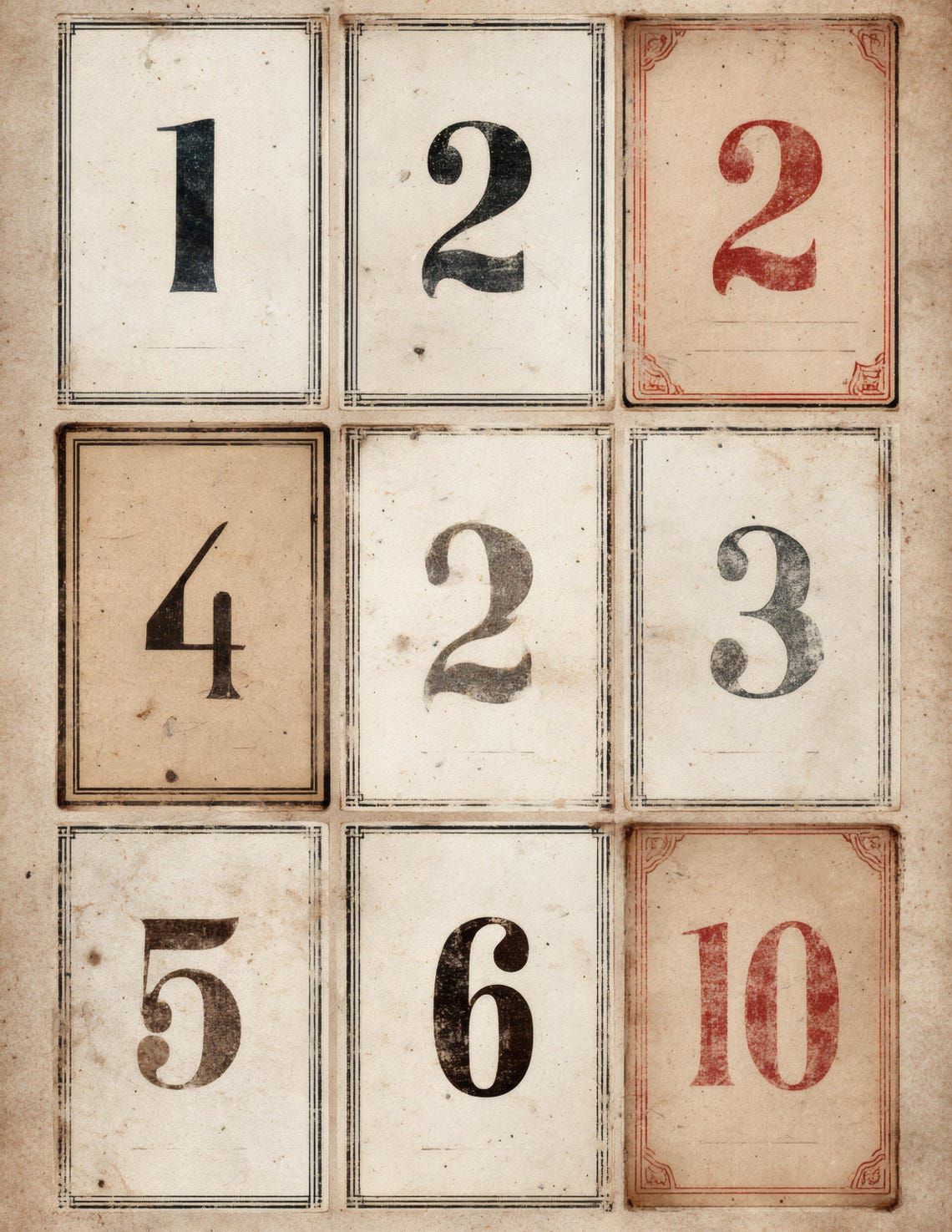 Printable Vintage Number Labels Ephemera, Junk Journal Tags and ...