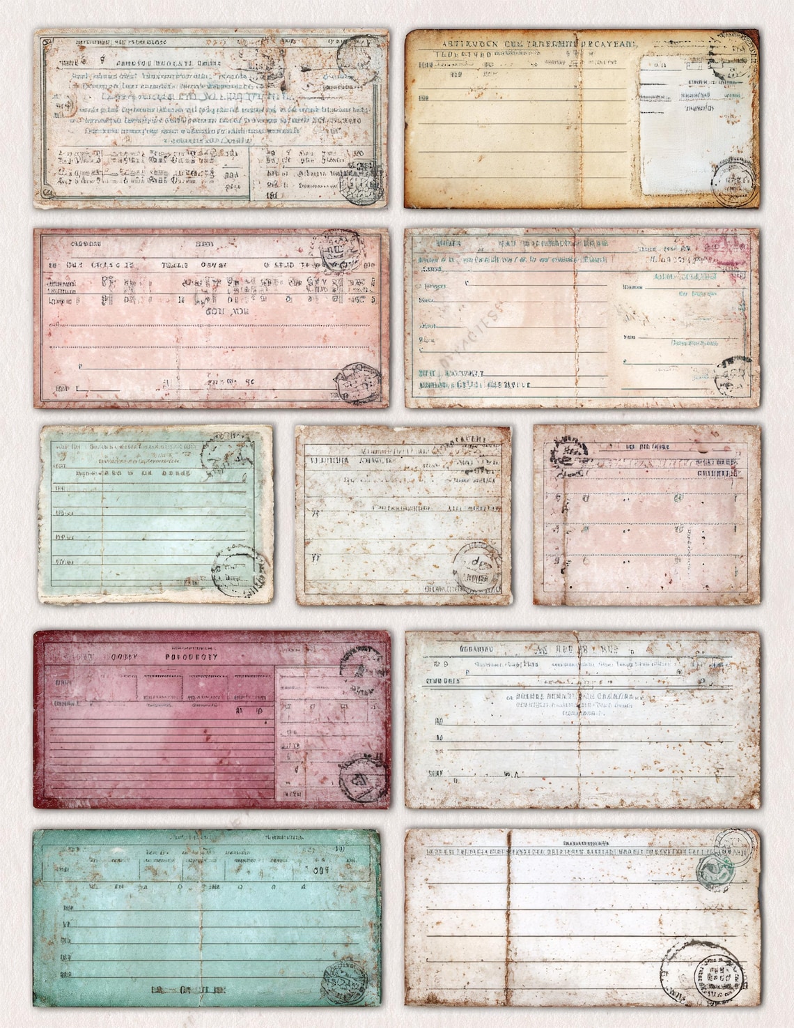 Library Cards Ephemera Printable, Junk Journal Supplies, Retro Collage ...