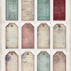Vintage Price Tag Ephemera Printable, Antique Tag Collage Sheet, Junk ...