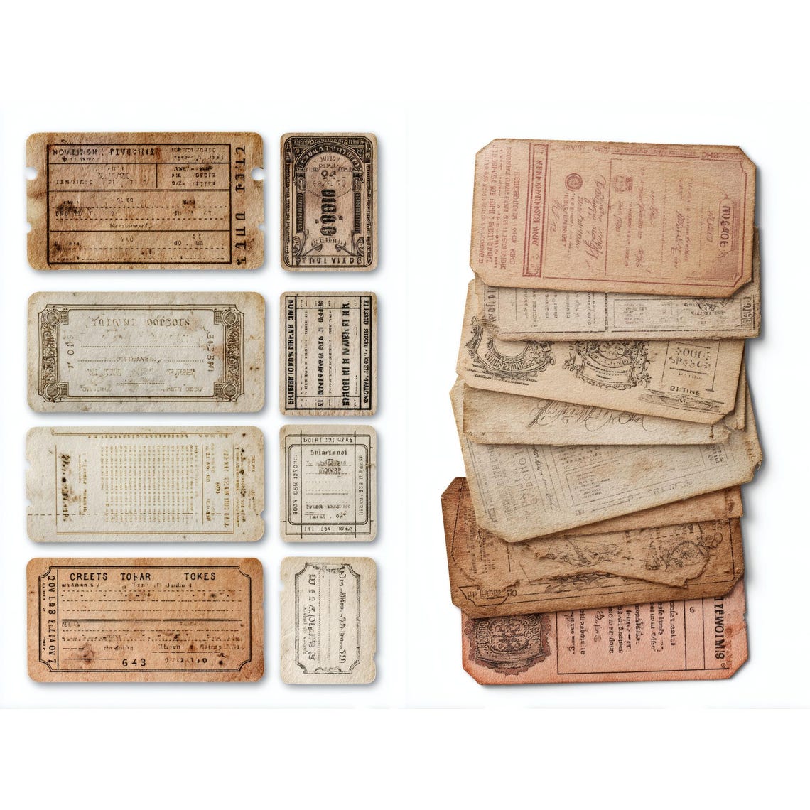 Vintage Flight Ticket Stubs Printable Ephemera Set Faded Blue Sepia ...