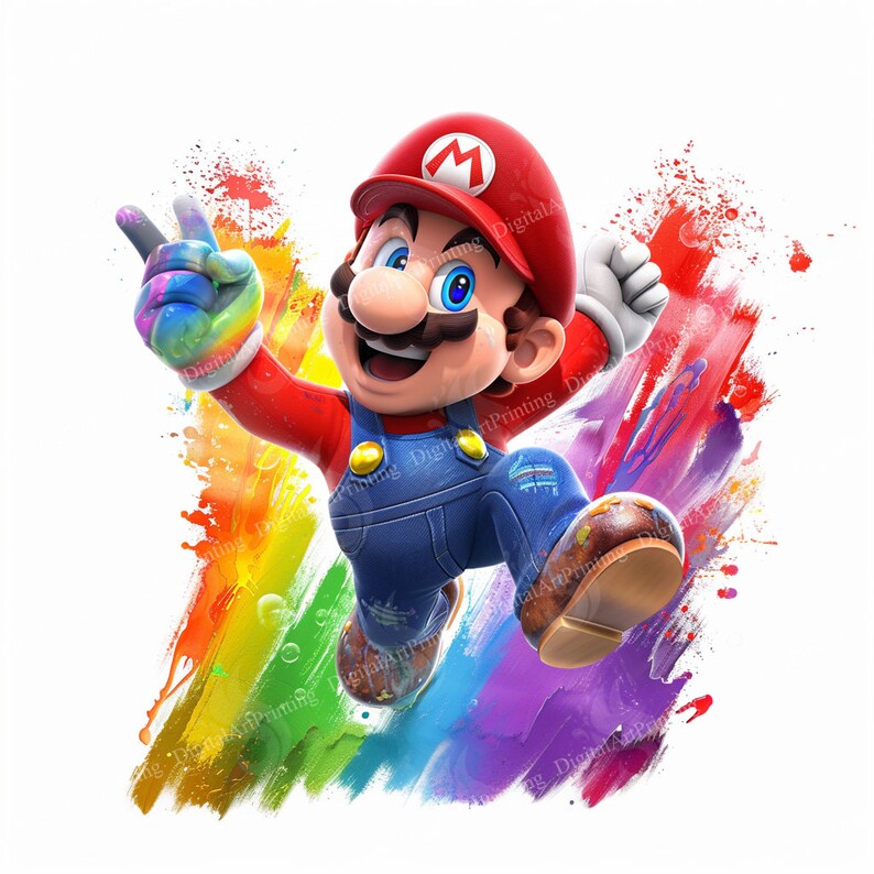 Super Mario Digital Art Watercolor High Resolution for Sublimation ...