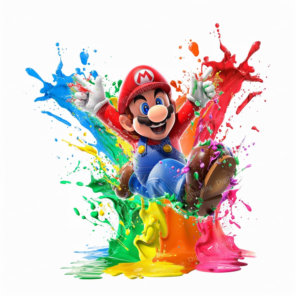 Super Mario Digital Art Watercolor High Resolution for Sublimation ...