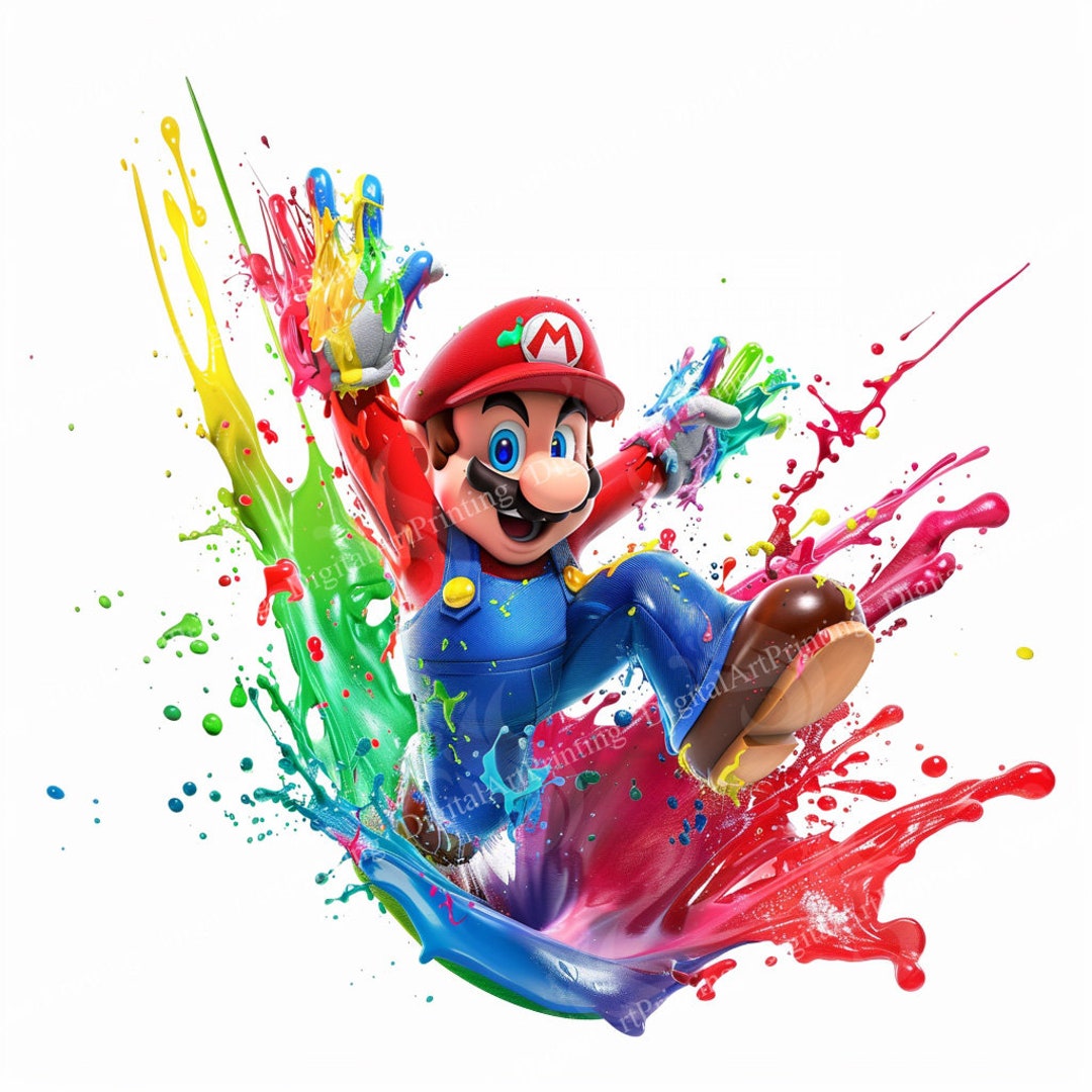 Super Mario Digital Art Print Watercolor High Resolution Digital ...