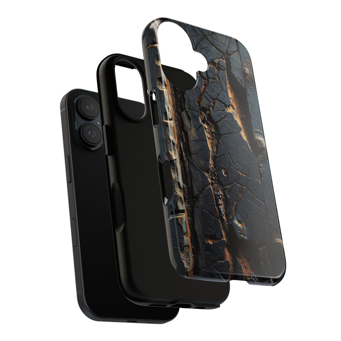3D Textures Cracked Metal Rustic Phone Case for iPhone 16 Pro, 15, 14 ...