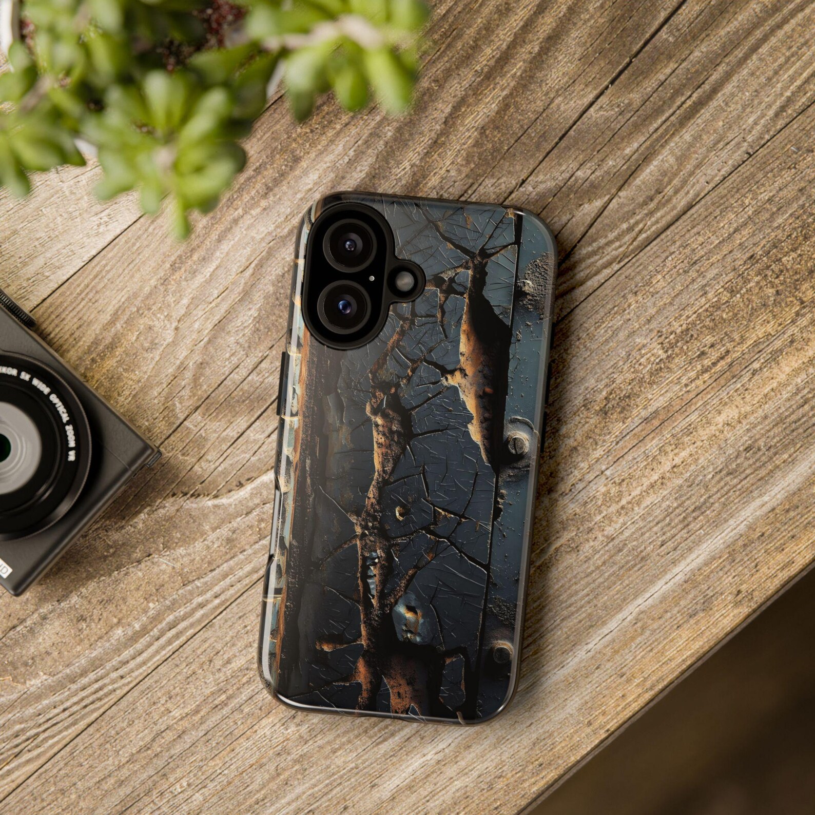 3D Textures Cracked Metal Rustic Phone Case for iPhone 16 Pro, 15 ...
