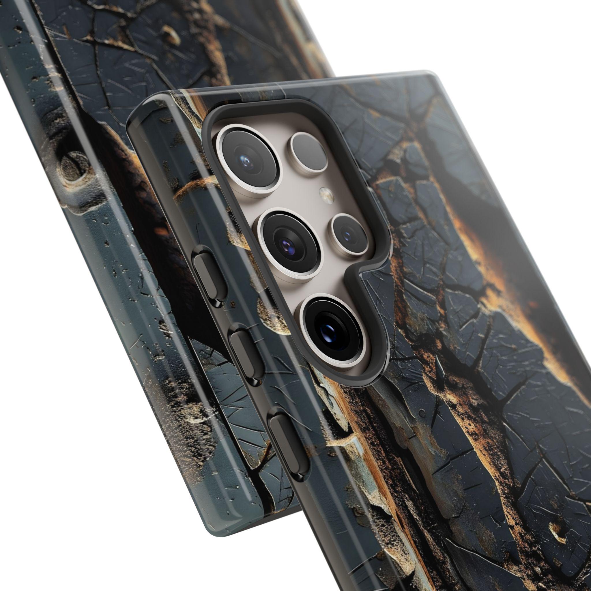 3D Textures Cracked Metal Rustic Phone Case for iPhone 16 Pro, 15, 14 ...