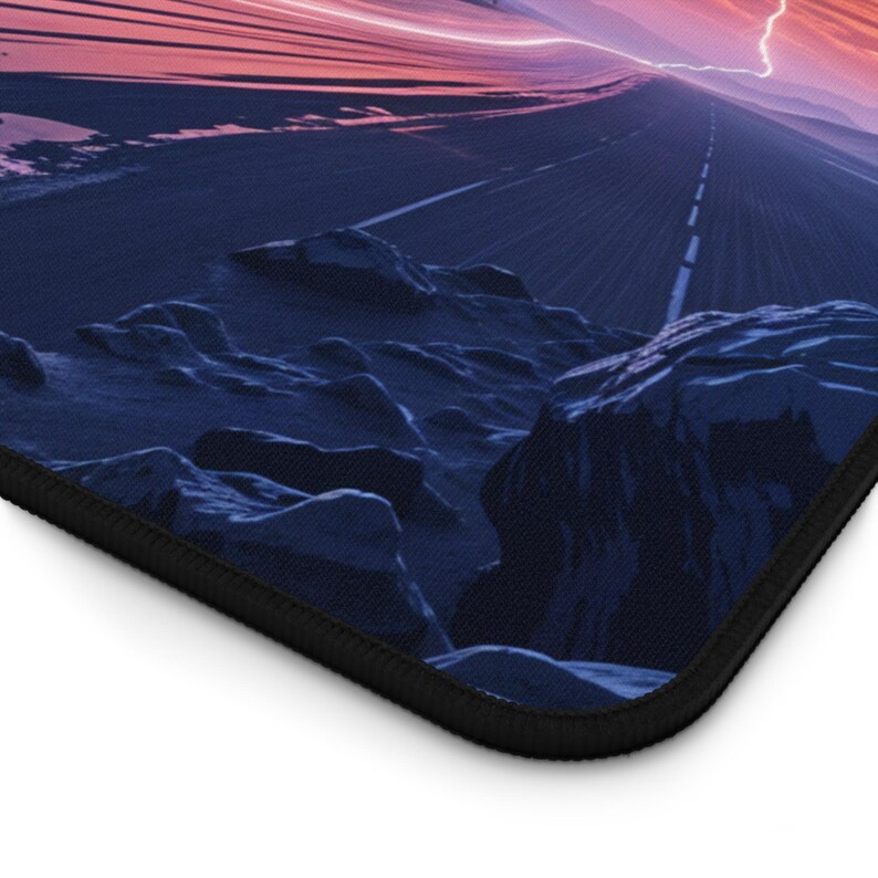 Retro Futuristic Road Trip Illustration Mouse Pad, Desk Mat, Gaming ...