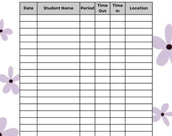 Student Sign Out/in Sheet - Etsy