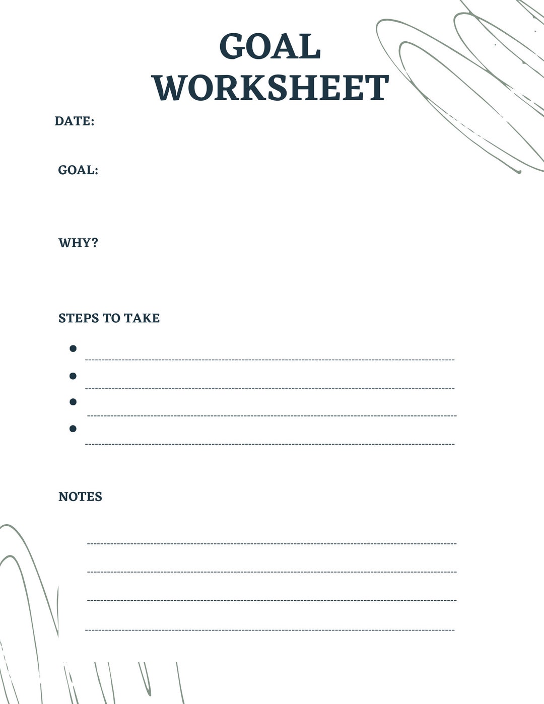 Goal Setting Sheet - Etsy