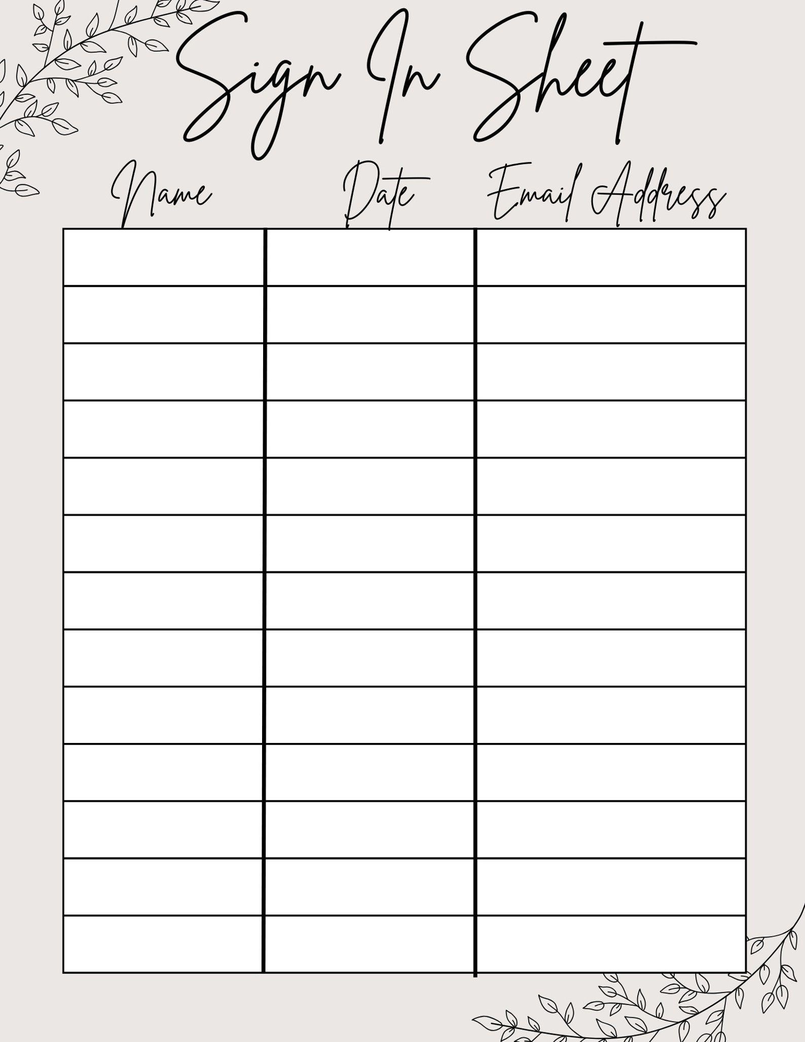 Sign in Sheet - Etsy