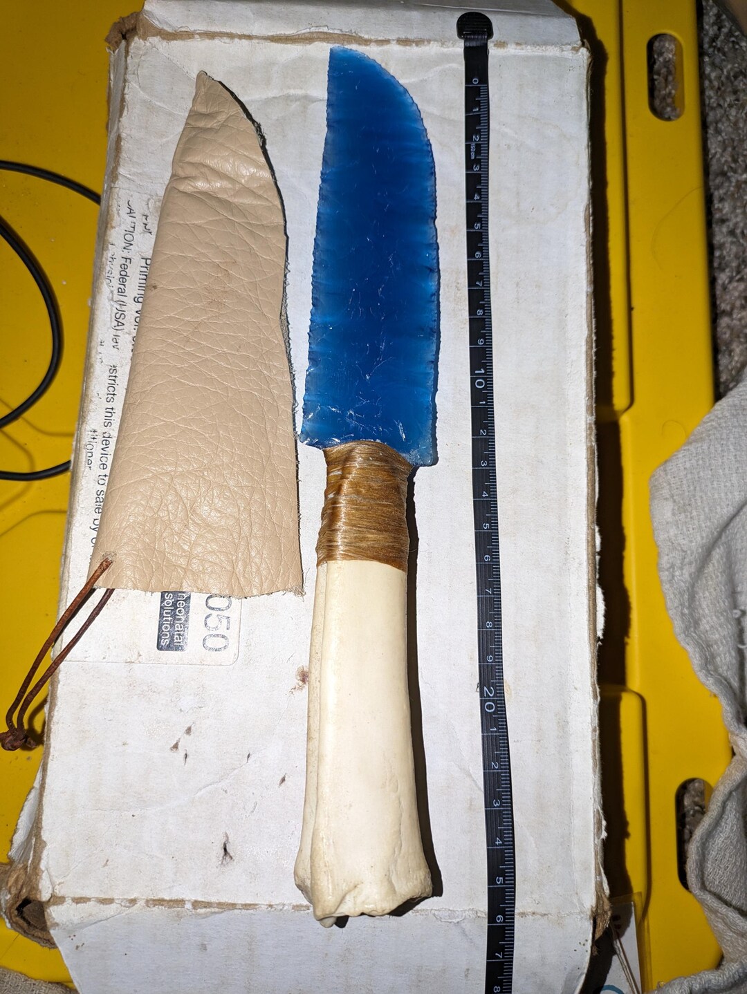 Blue Fiber Optic Glass Knife/dagger Hand Made With Deer Leg Bone Handle ...