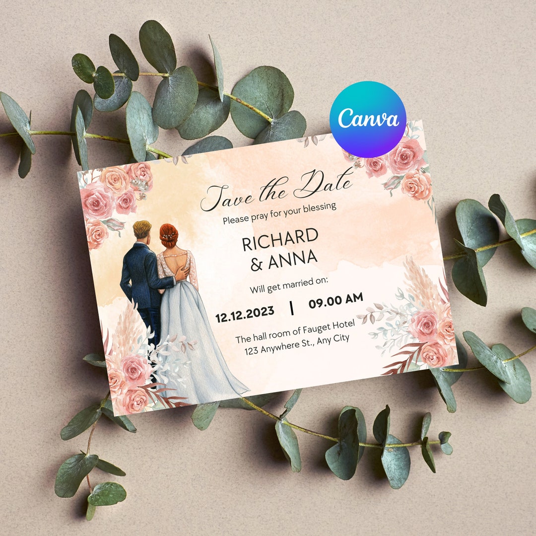 Editable Wedding Invitation Template: Floral Design (digital Download ...