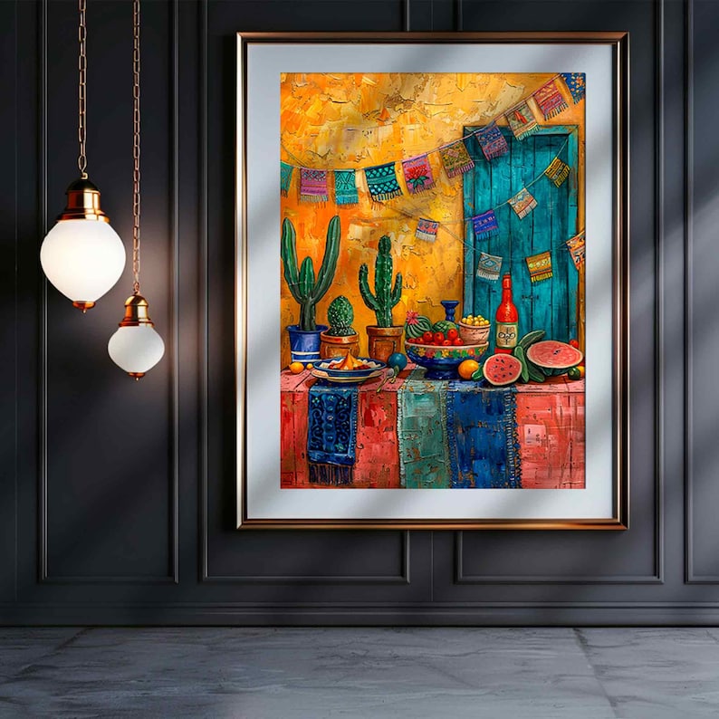 Printable Mexican Fiesta Art, Cinco De Mayo Print, Colorful Latino Wall ...