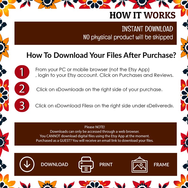 Heart Nopal Cactus Printable: Mexican Folk Art Painting (digital ...