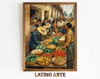 Printable Mexican Street Market Wall Art, Food Vendor Print, Colorful ...
