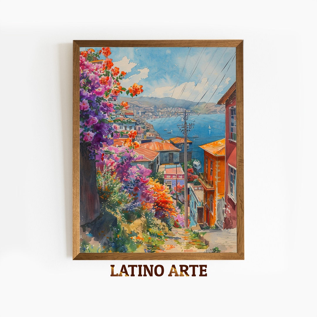 Printable Mexican Wall Art, Colorful Valparaiso City Print, Pacific ...