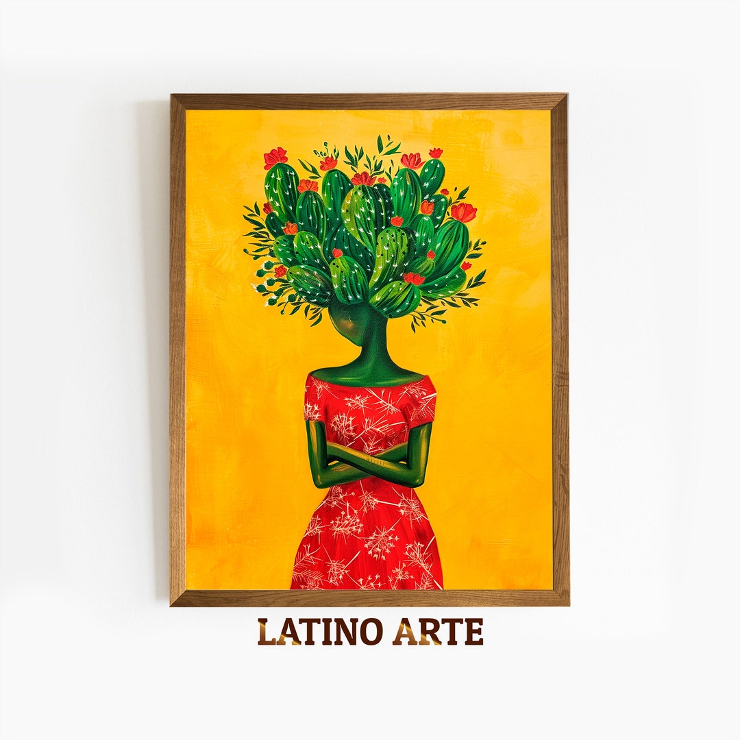 Cactus Head Woman Printable Wall Art, Hispanic Print, Mexican Wall Art ...