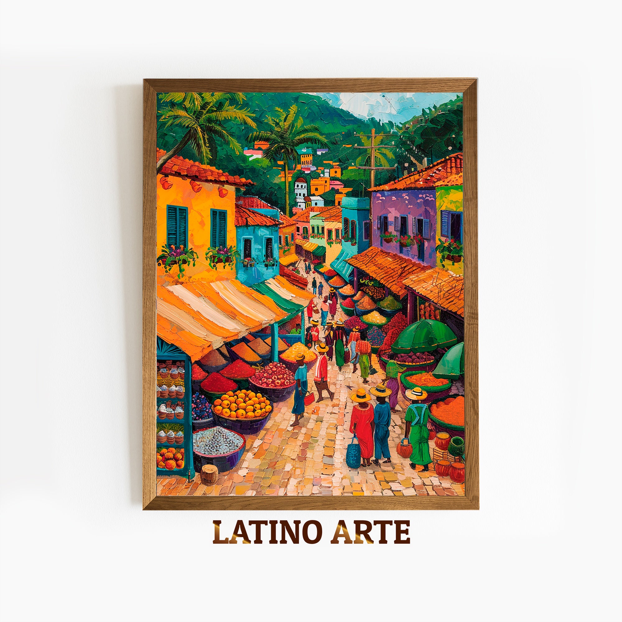 Printable Caribbean Spice Market Print, Colorful Latino Wall Art ...
