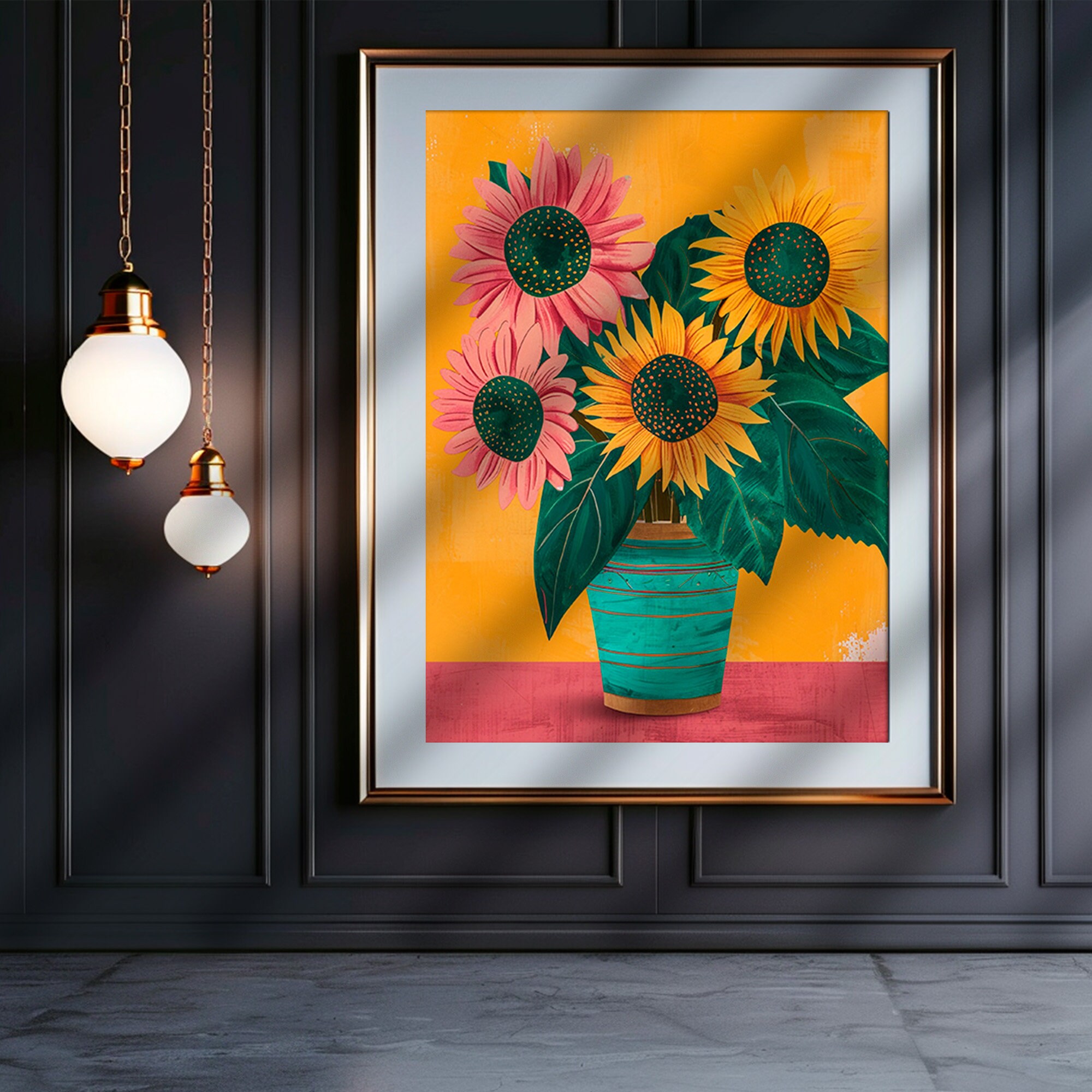 Sunflowers in a Vase Printable Mexican Wall Art, Latin Art, Hispanic ...