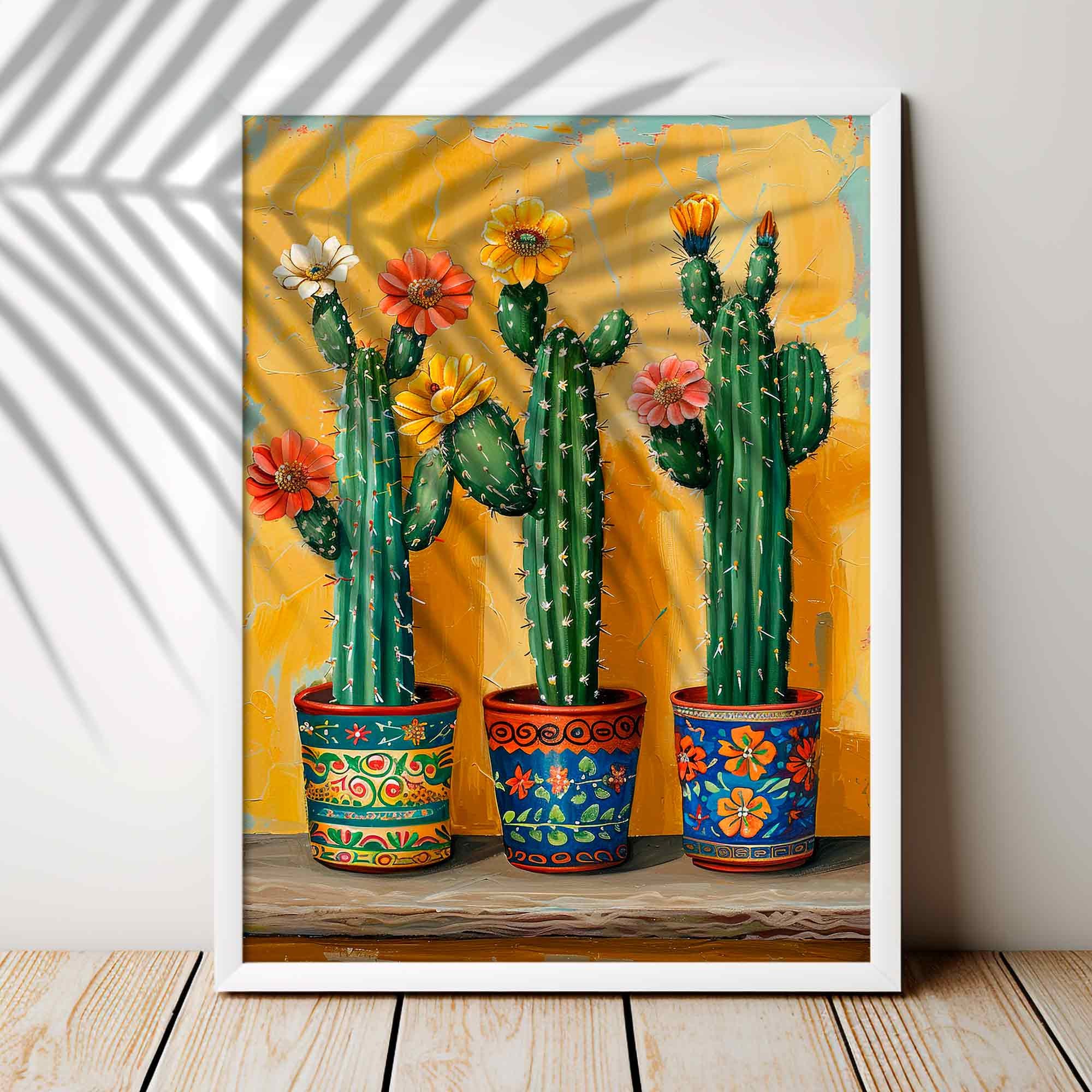 Cactus Printable Mexican Wall Art, Cacti in Pots Painting, Hispanic ...