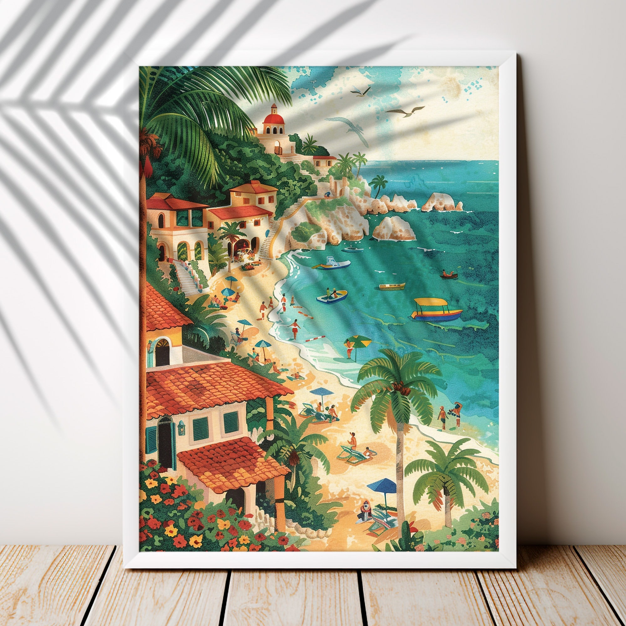 Cancun Painting: Mexican Naive Art Print (digital Download) - Etsy