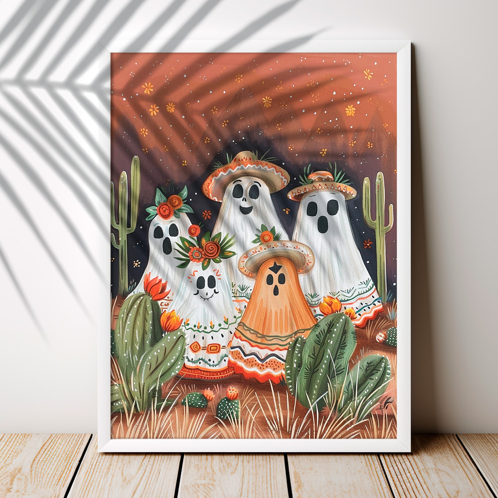 Halloween Ghost Family Printable Mexican Wall Art, Digital Hispanic ...