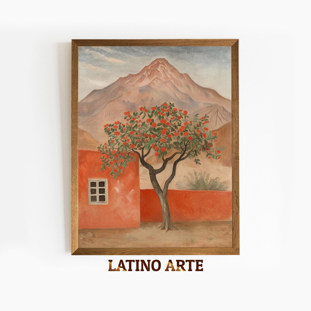 Printable Mexican Wall Art, Garden Village Painting, Minimalist ...