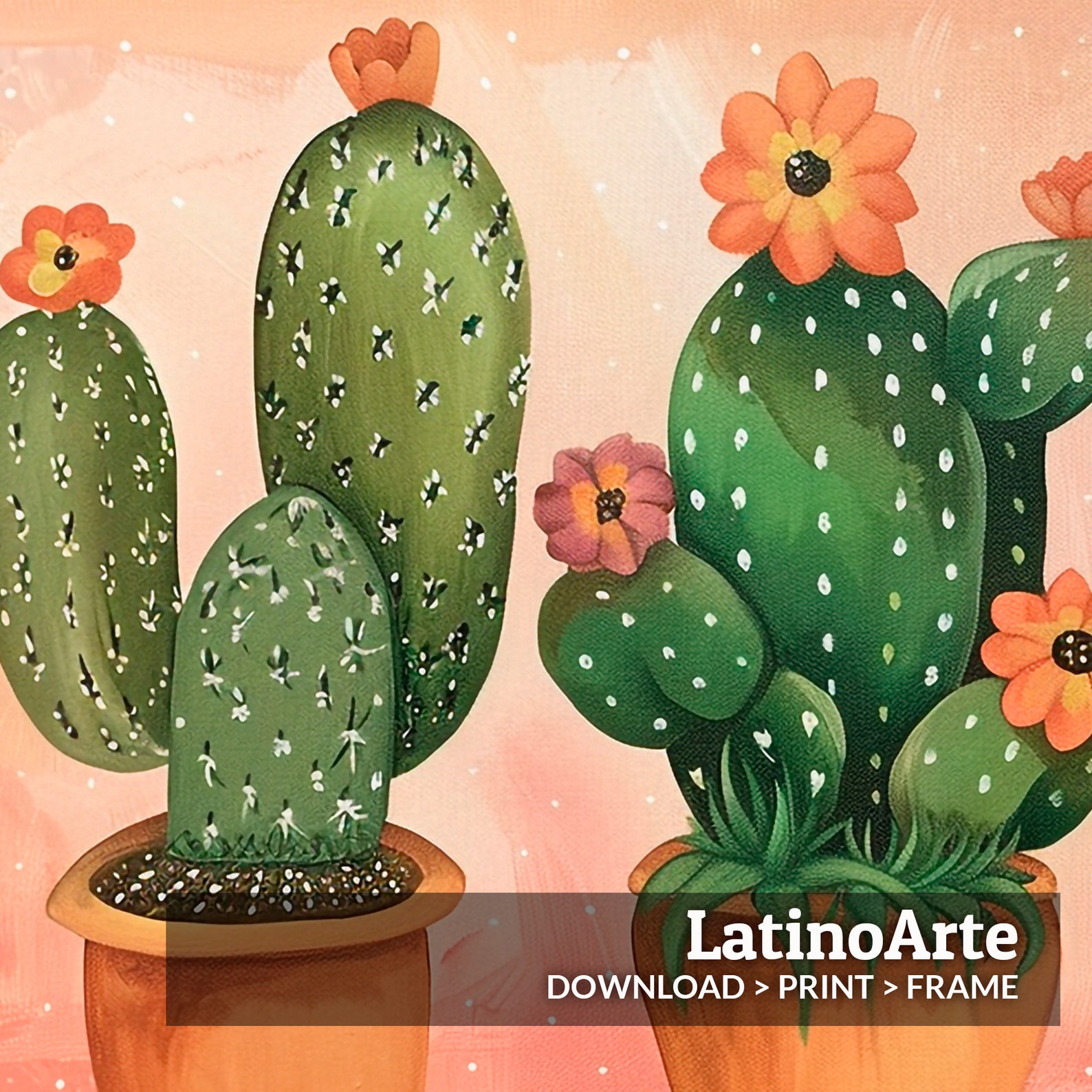 Potted Cactus Print: Mexican Folk Art Painting (digital Download) - Etsy