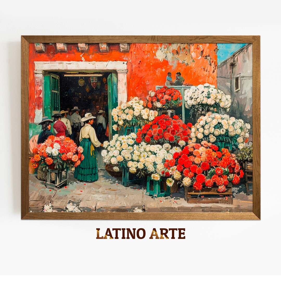 Printable Mexican Flowers on the Streets of Mexico City, Digital Latin ...