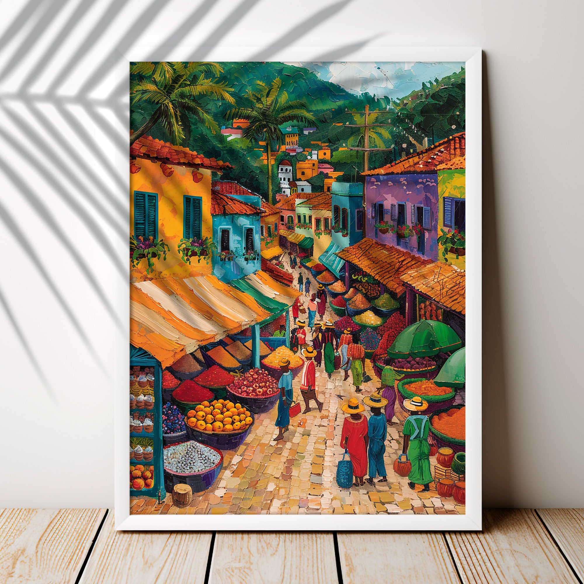 Printable Caribbean Spice Market Print, Colorful Latino Wall Art ...