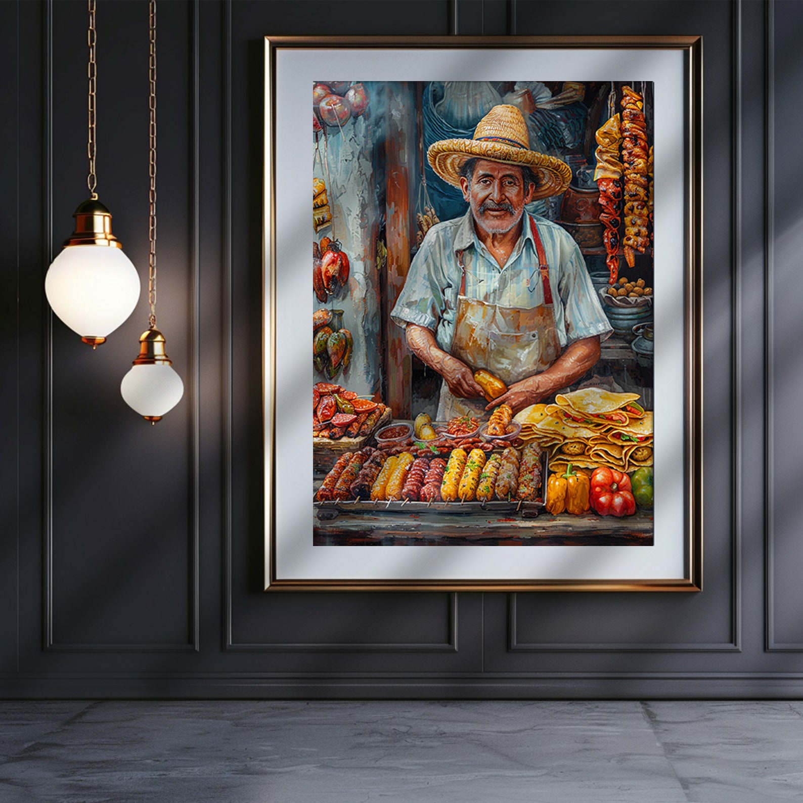 Printable Mexican Street Market Wall Art, Food Vendor Print, Colorful ...