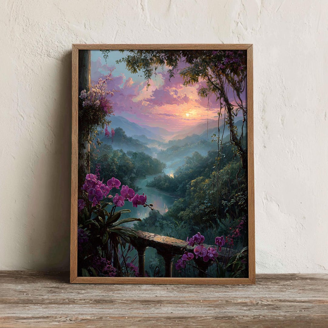 Amazon Rainforest Print, Printable Tropical Sunset Wall Art, Digital ...