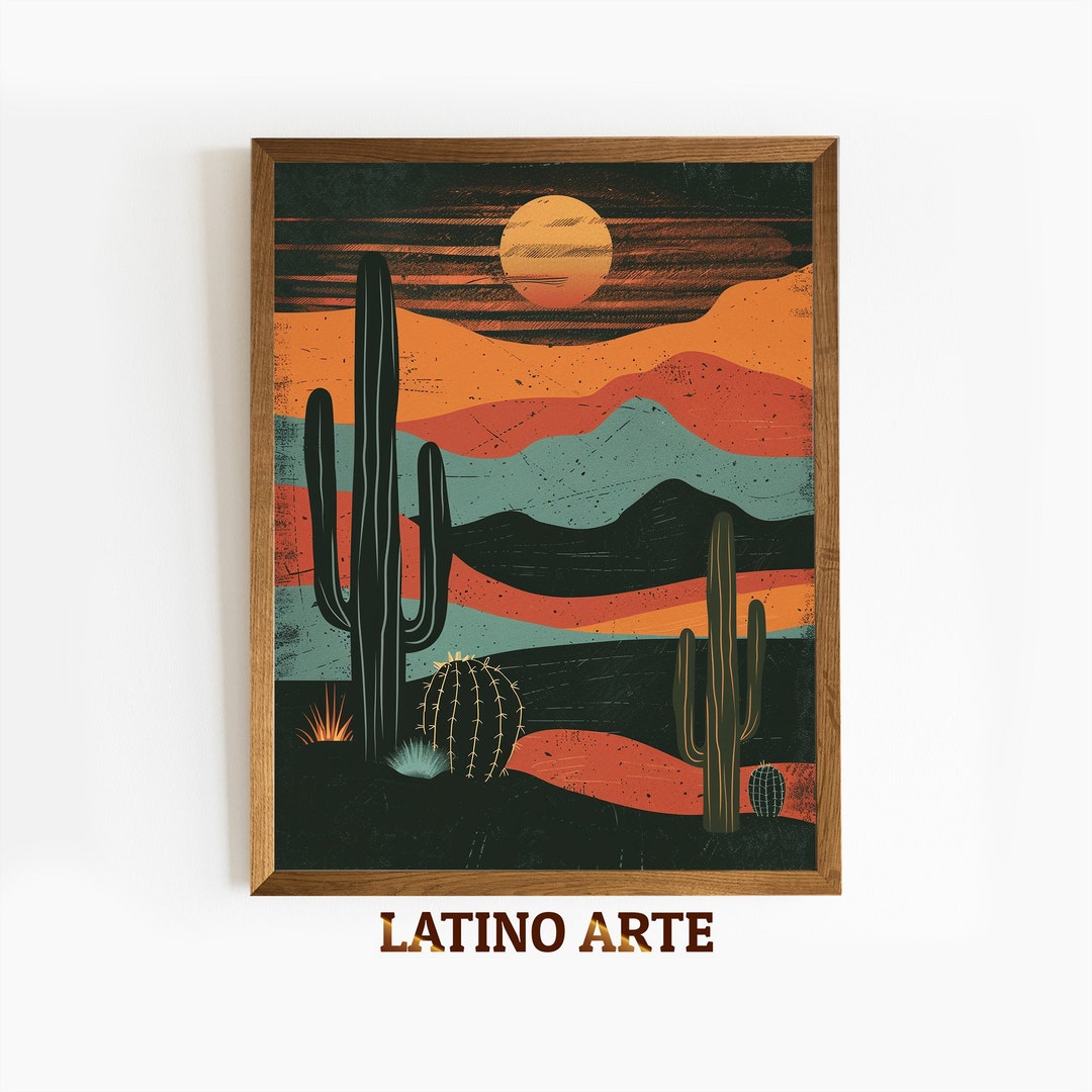 Cactus Printable Mexican Wall Art, Hispanic Print, Naive Art, Latin ...