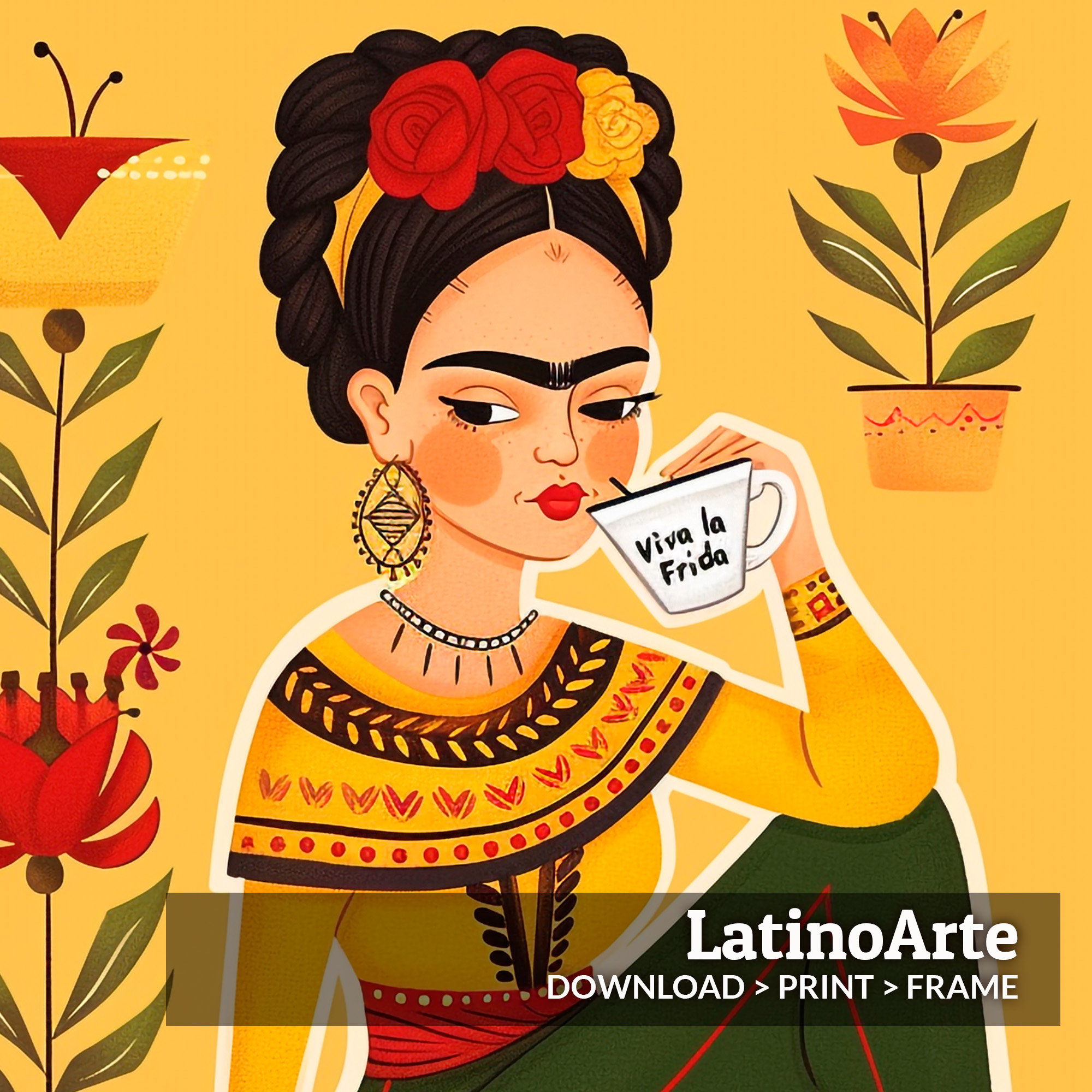 Viva La Frida Kahlo Printable Mexican Wall Art, Latin Art, Hispanic ...
