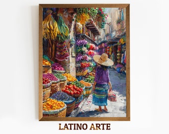Printable Mexican Street Market Wall Art, Food Vendor Print, Colorful ...