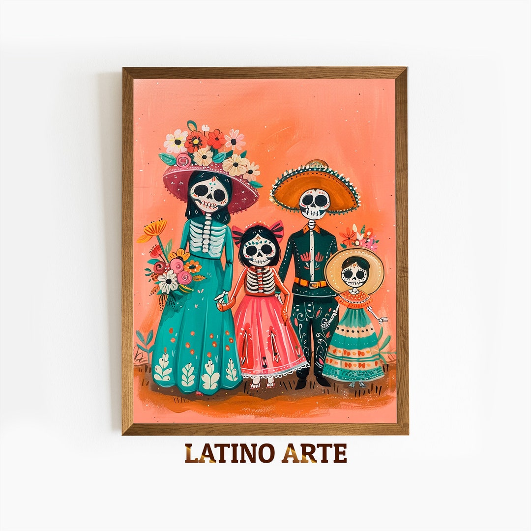 Printable Day of the Dead Catrina Skeleton Family, Mexican Wall Art ...