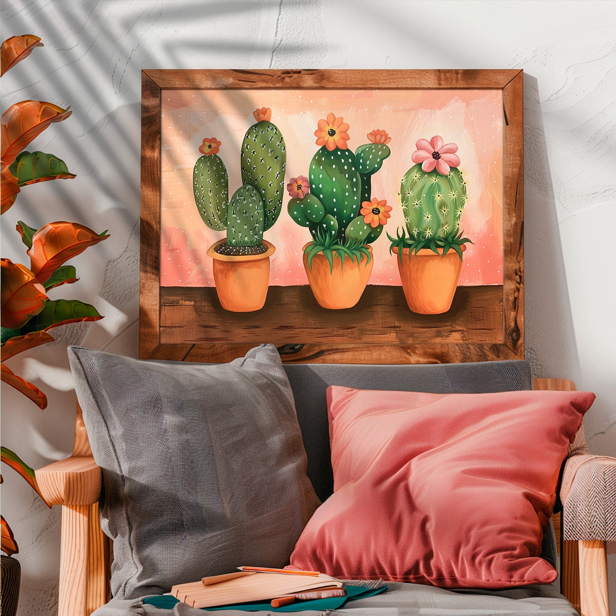 Potted Cactus Print: Mexican Folk Art Painting (digital Download) - Etsy