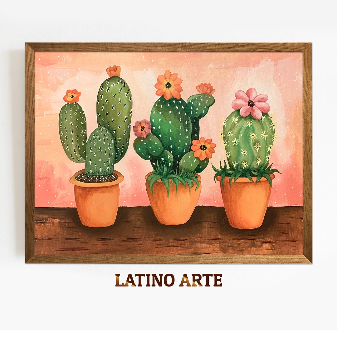 Potted Cactus Print: Mexican Folk Art Painting (digital Download) - Etsy