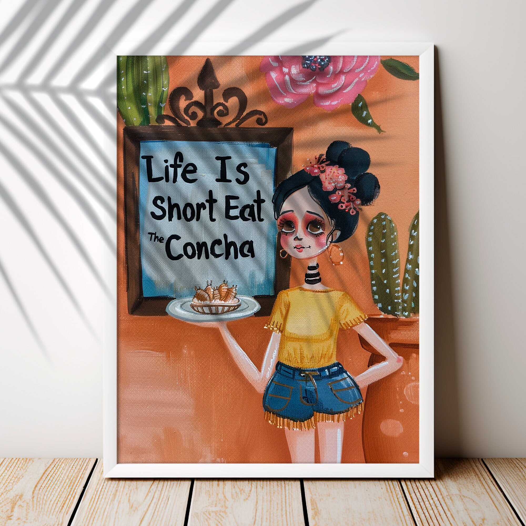 Printable Mexican Wall Art, Concha Bakery Painting, Latin Art, Bright ...
