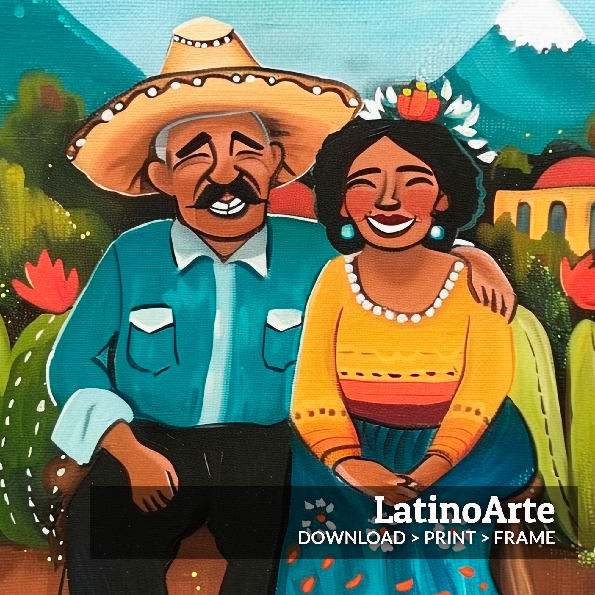 Printable Mexican Wall Art, Older Mexicans Couple, Digital Hispanic ...